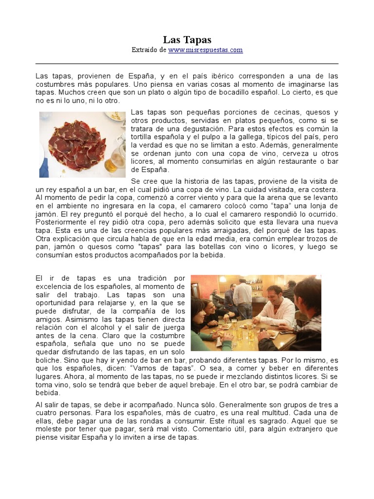 Las Tapas | PDF | Cocina occidental | Comida regional y étnica