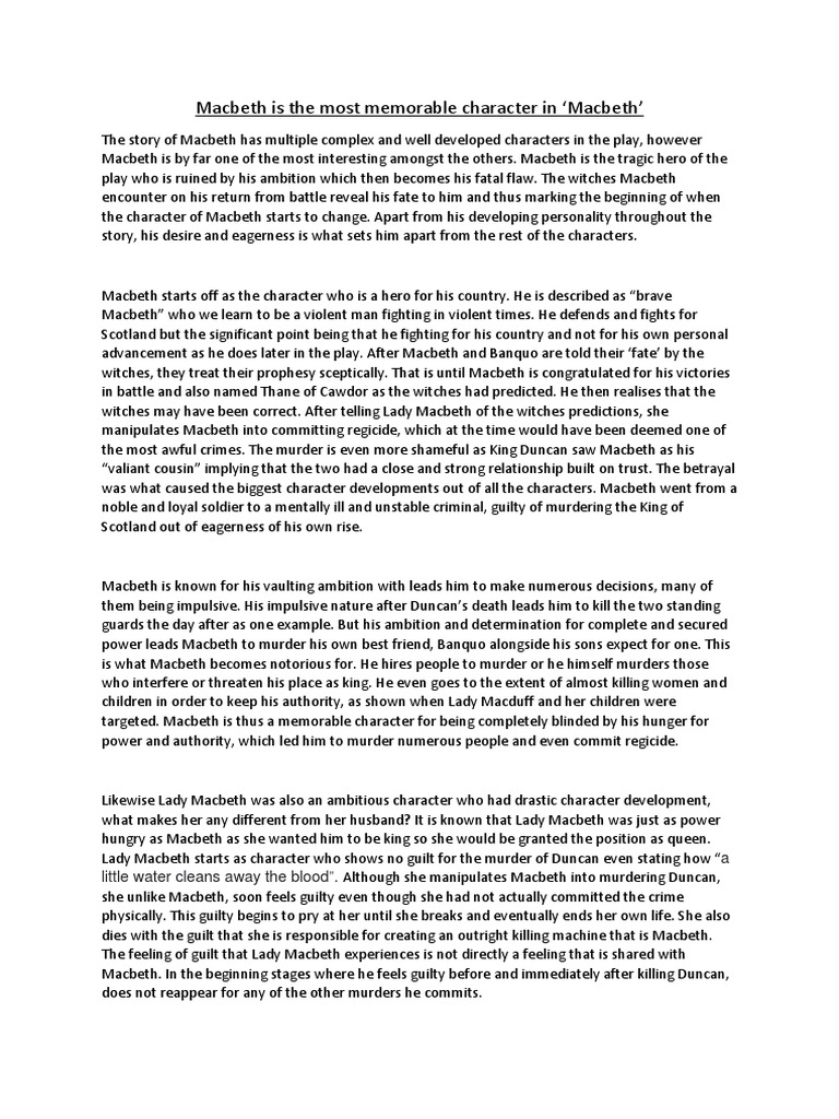 Macbeth Essay | PDF | Macbeth