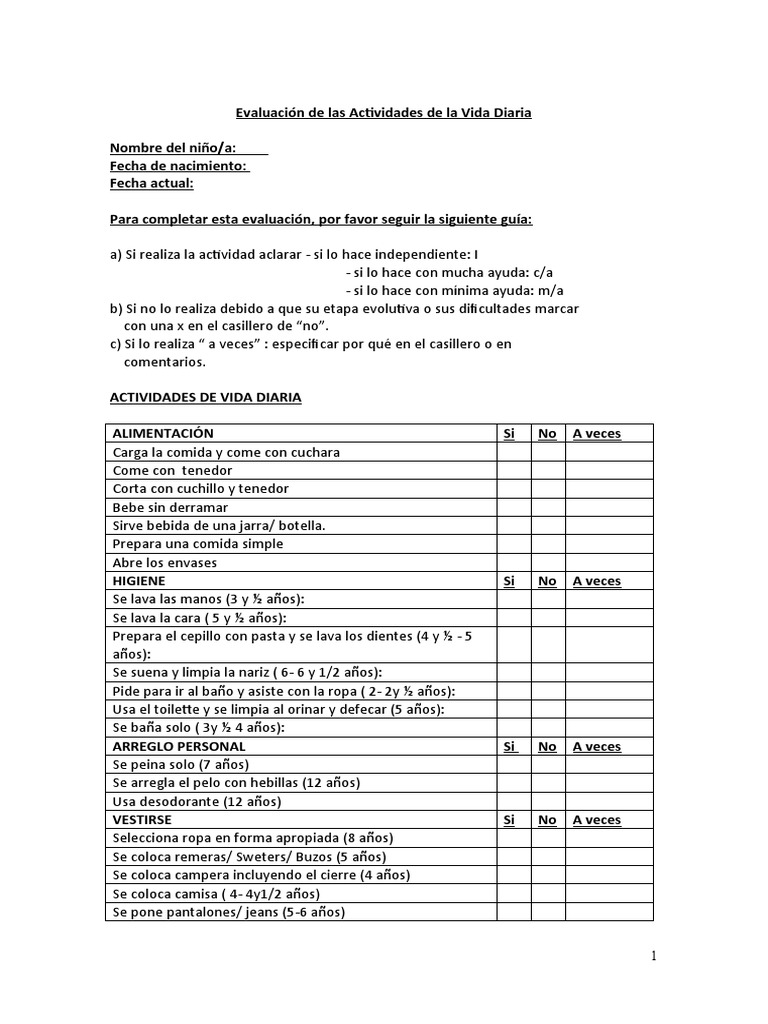 Cuestionario AVD | PDF