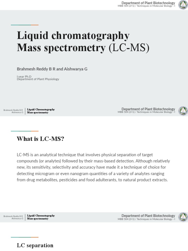 LC_MS | PDF | Mass Spectrometry | High Performance Liquid Chromatography