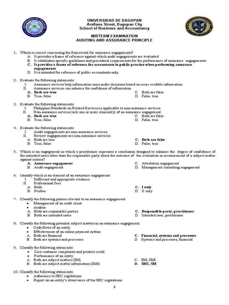 Udd - Pre01 - Auditing and Assurance Principle - Midterm Examination ...