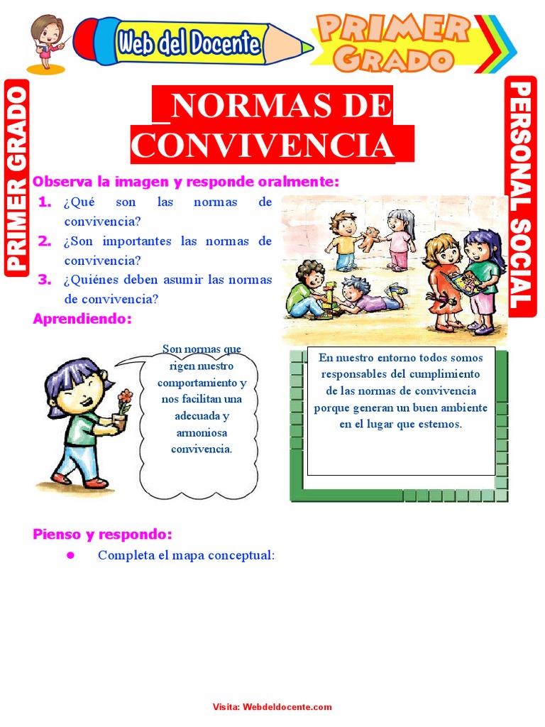 Normas de Convivencia para Primer Grado de Primaria | PDF