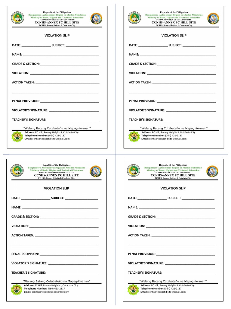 Violation Slip Print | PDF