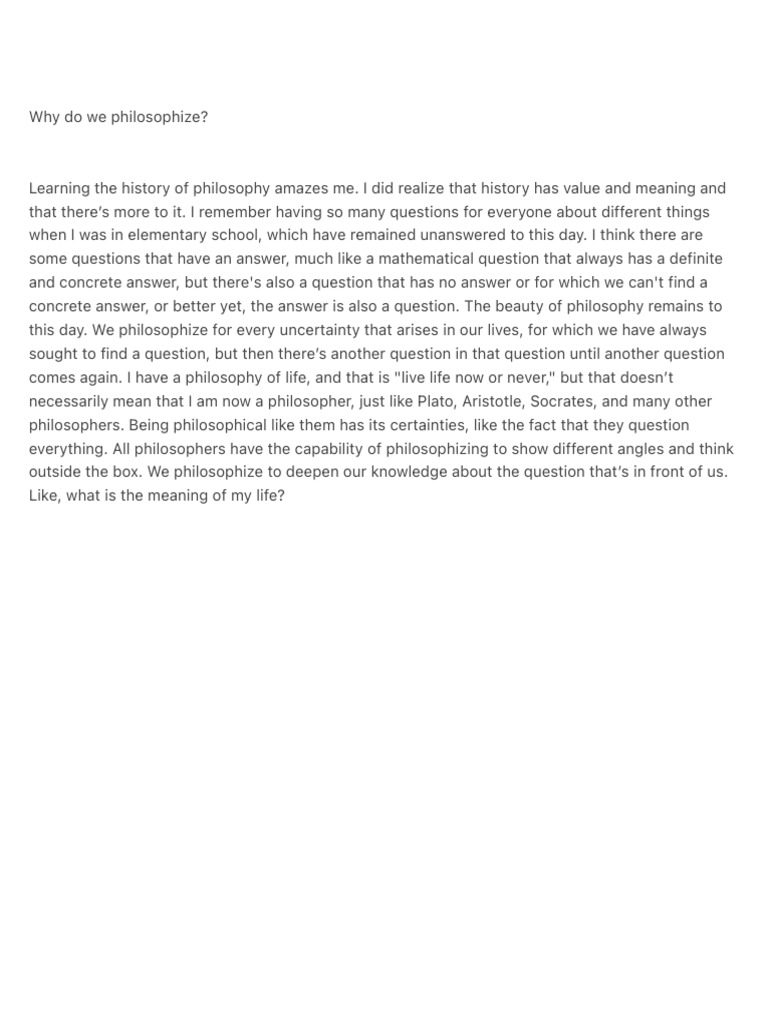 Why Do We Philosophize? | PDF