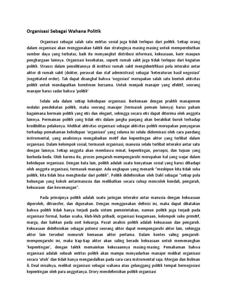 Kekuasaan Dan Politik Dalam Menjalankan Organisasi Pdf 