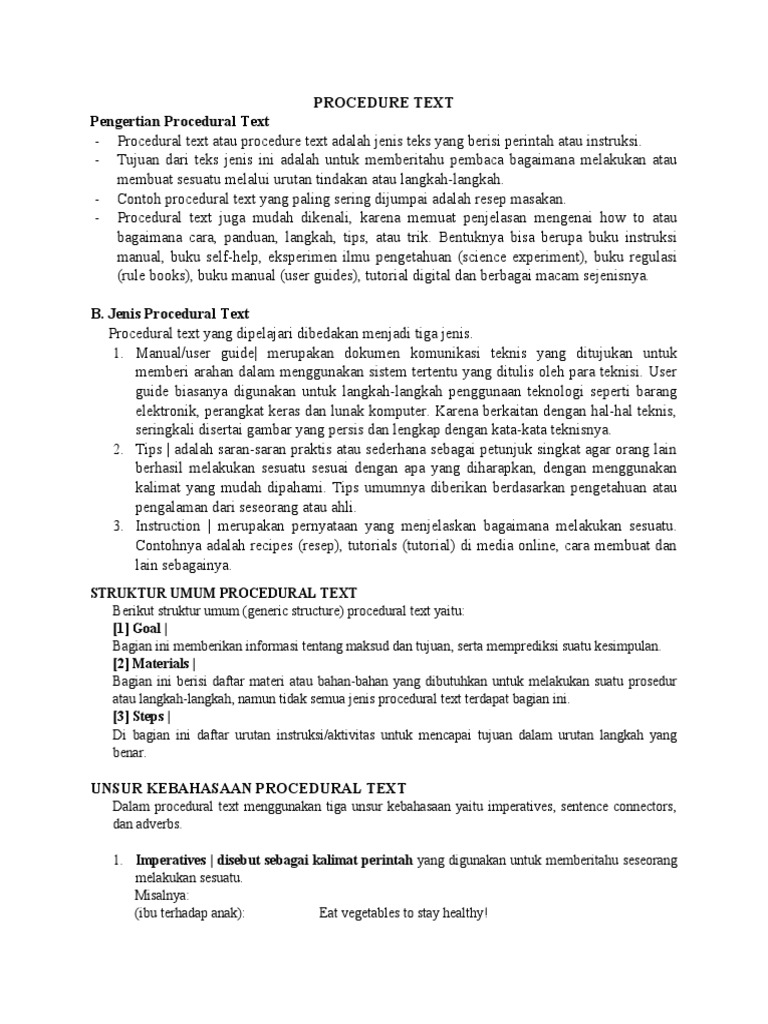 Materi Kelas XI PROCEDURE TEXT | PDF | Karier & Perkembangan | Komputer