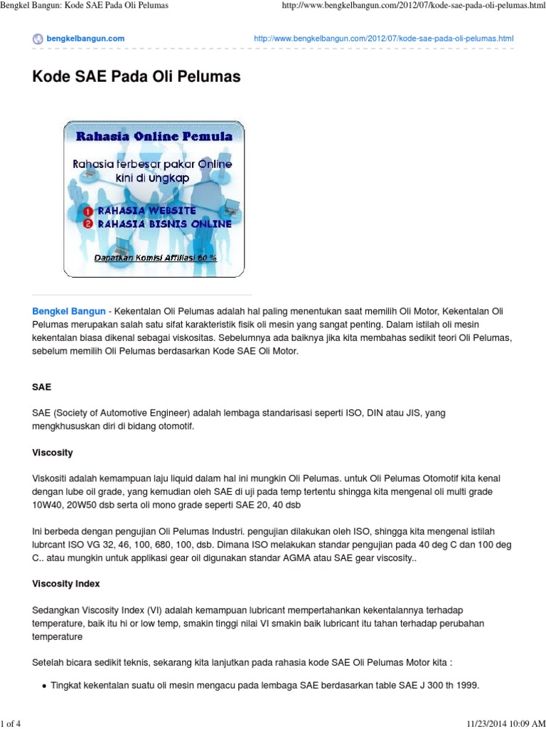 Kode SAE Pada Oli Pelumas | PDF | Bisnis