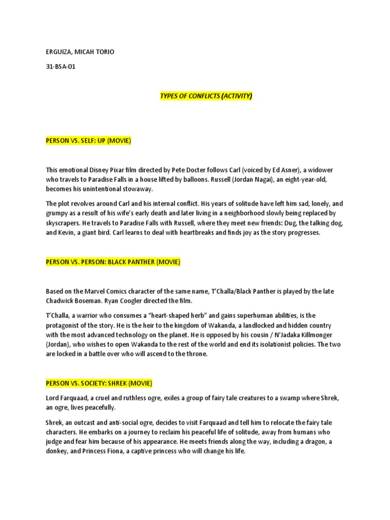 Types of Conflicts in Popular Films | PDF