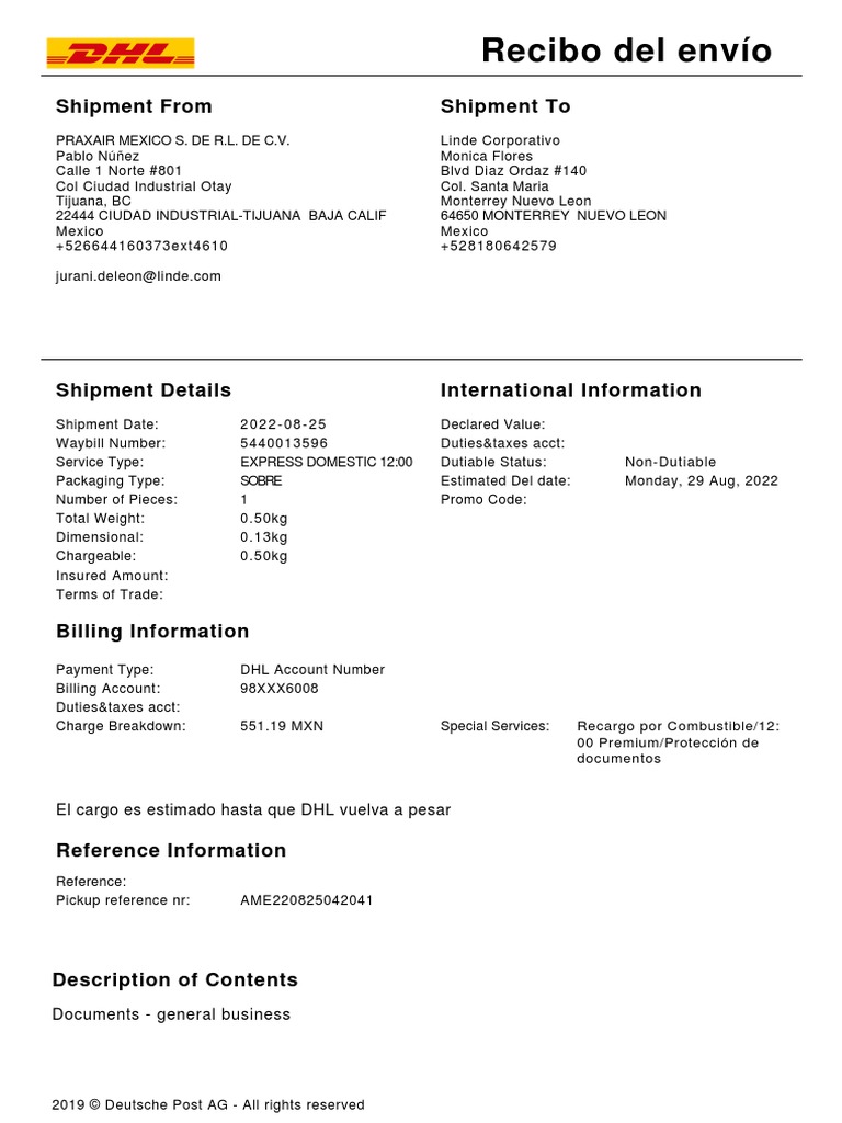 Shipment Receipt | PDF
