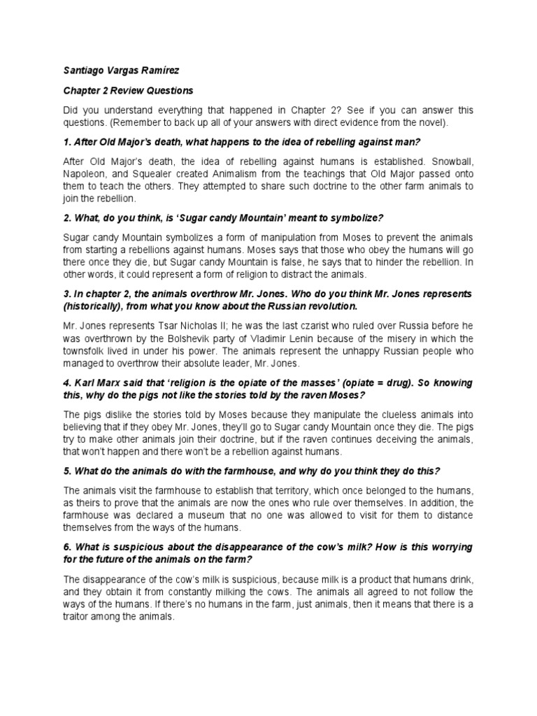 Animal Farm Chapter 2 Review Questions | PDF