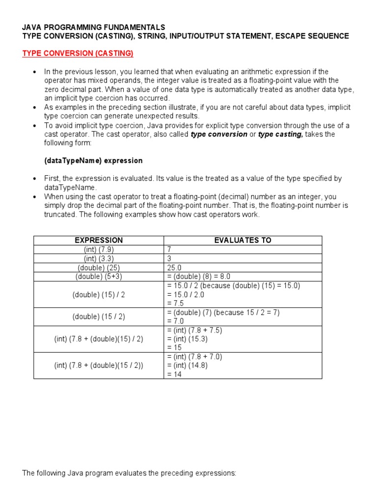 2 Type Casting Strings Input Output EscapeSequence | PDF | Data Type | String (Computer Science)