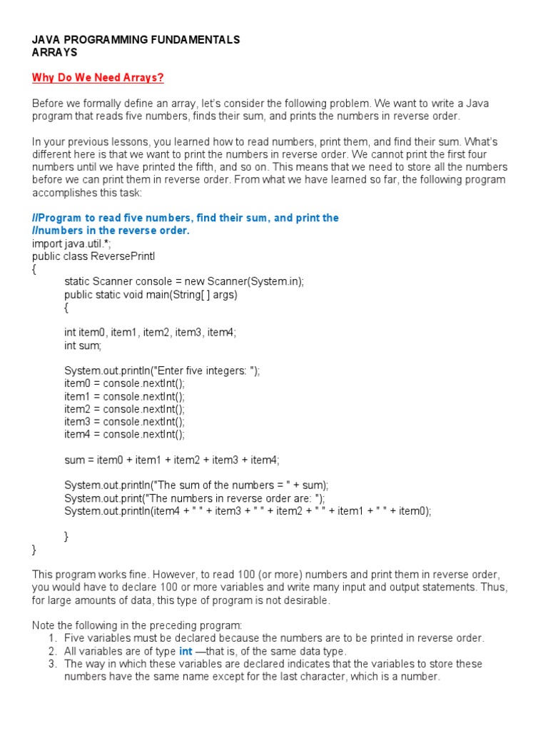 5 Arrays | PDF | Variable (Computer Science) | Integer (Computer Science) 5 Arrays | PDF | Variable (Computer Science) | Integer (Computer Science)