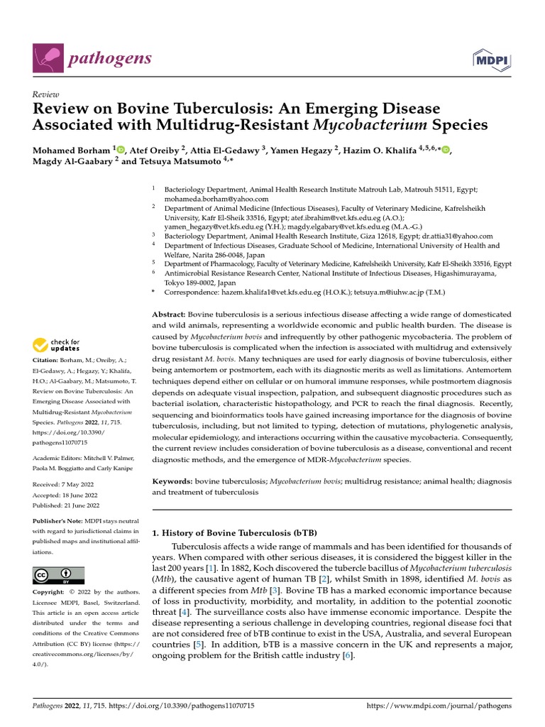 Pathogens 11 00715 v2 | PDF | Tuberculosis | Mycobacterium