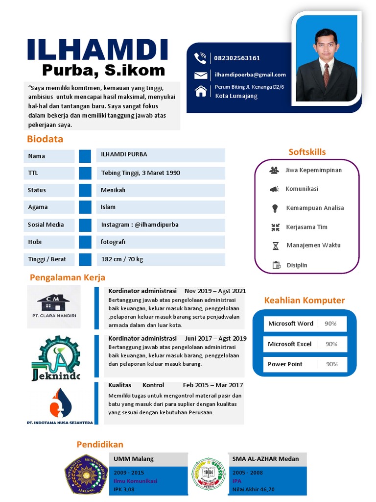 Curriculum Vitae Ilhamdi Purba | PDF