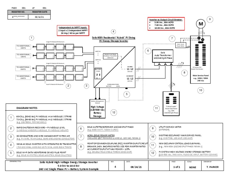 Single Line Diagram - Solis-RHI-1P (5-10) K-HVES-5G-US With Battery ...