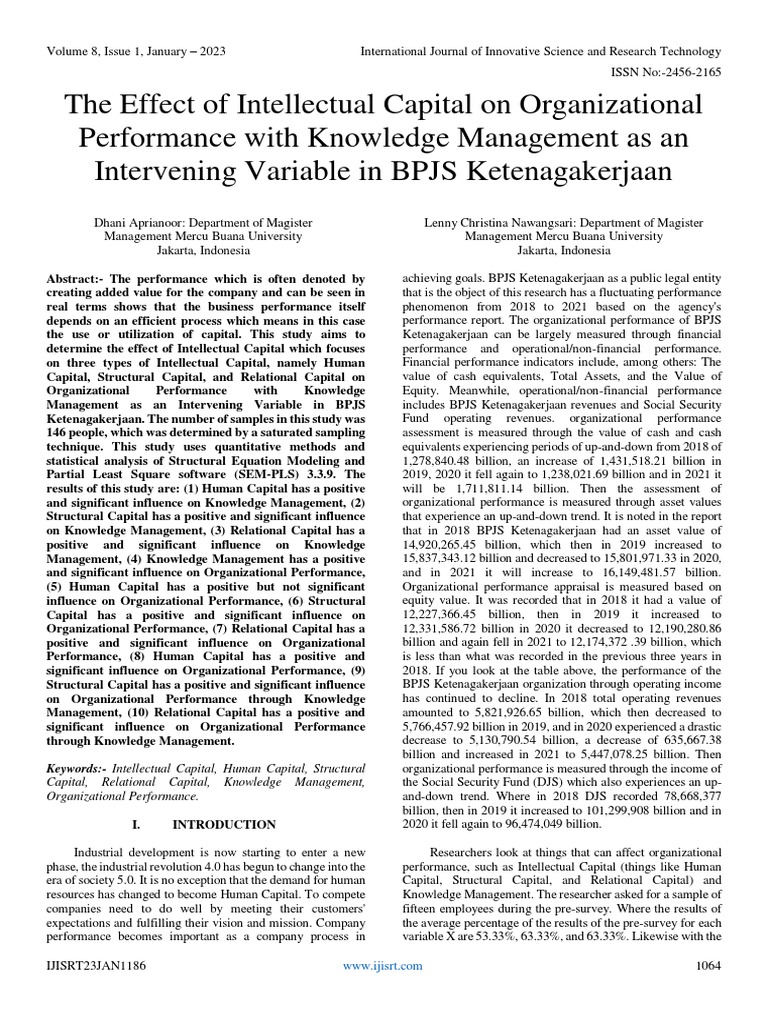 The Effect of Intellectual Capital On Organizational Performance With Knowledge Management As An ...
