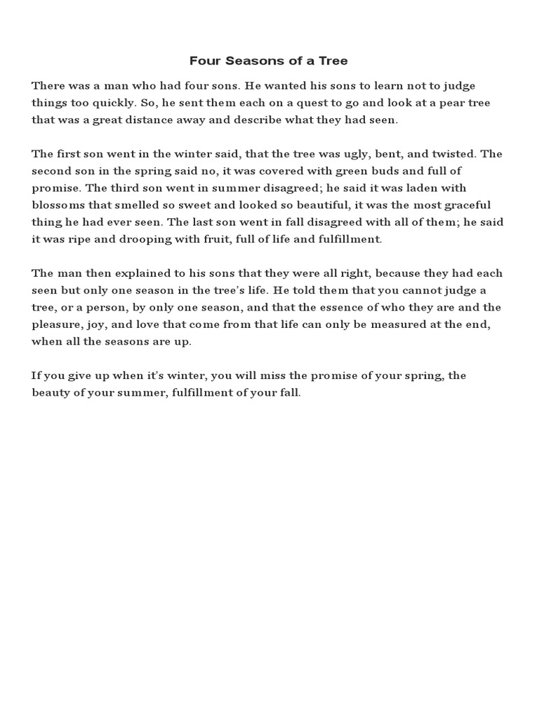 Four Seasons of a Tree's Life | PDF | Language Arts & Discipline | Poetry