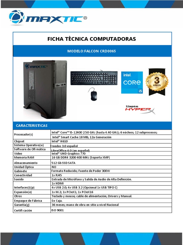 Ficha Tècnica Computadoras: Modelo:Falcon Crd0065 | PDF