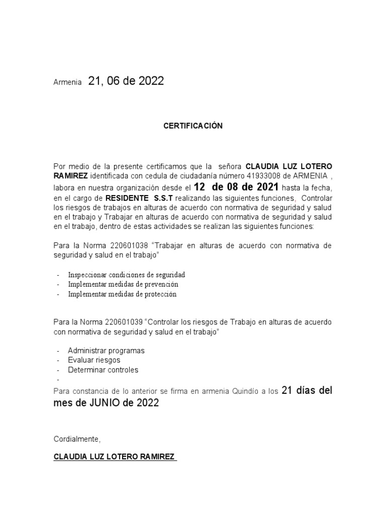 Carta Laboral Alturas | PDF