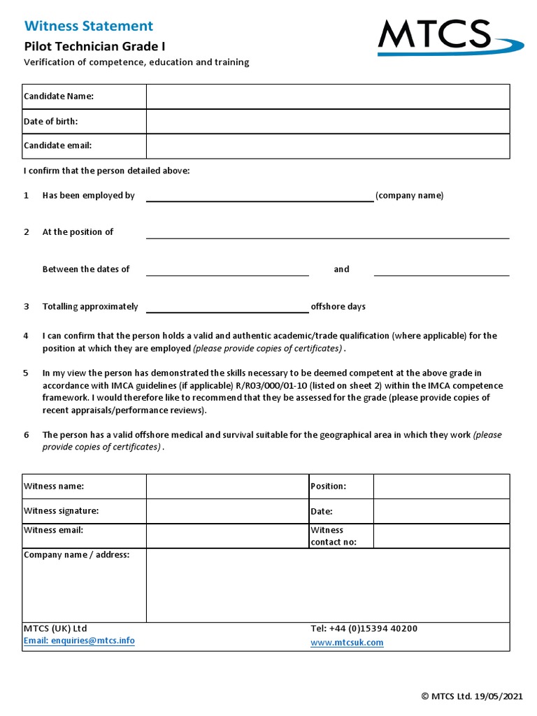 MTCS WS PilotTechnicianGrade1 | PDF