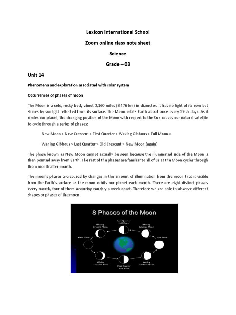 LIS Note Sheet 8-5 | PDF | Solar Eclipse | Moon