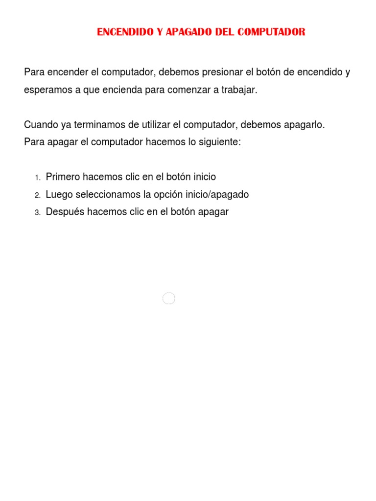 Guia - Encender y Apagar El Computador | PDF