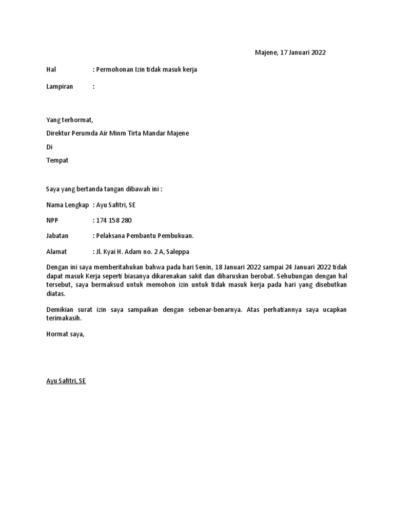 Surat Izin Sakit | PDF