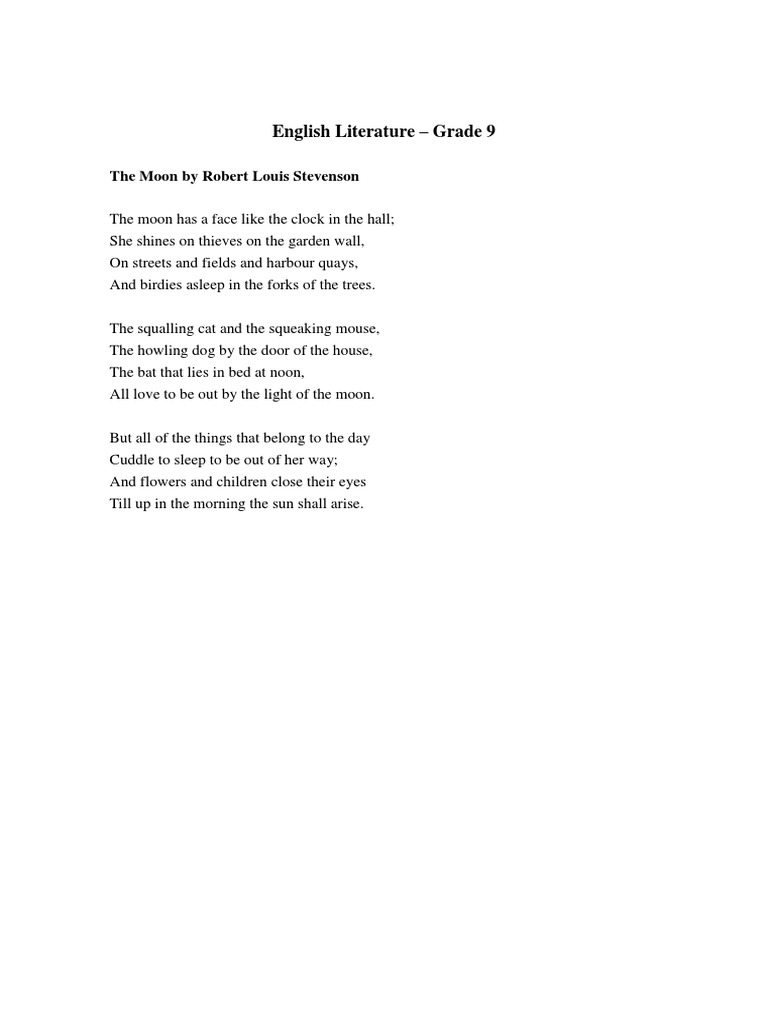 Analysis of "The Moon" Poem | PDF | Young Adult
