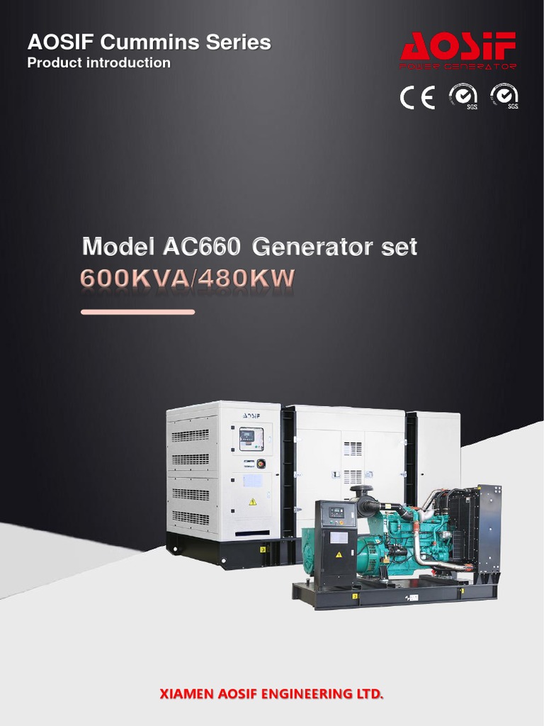 Model AC660 Generator Set: AOSIF Cummins Series | PDF | Electric Generator | Coolant