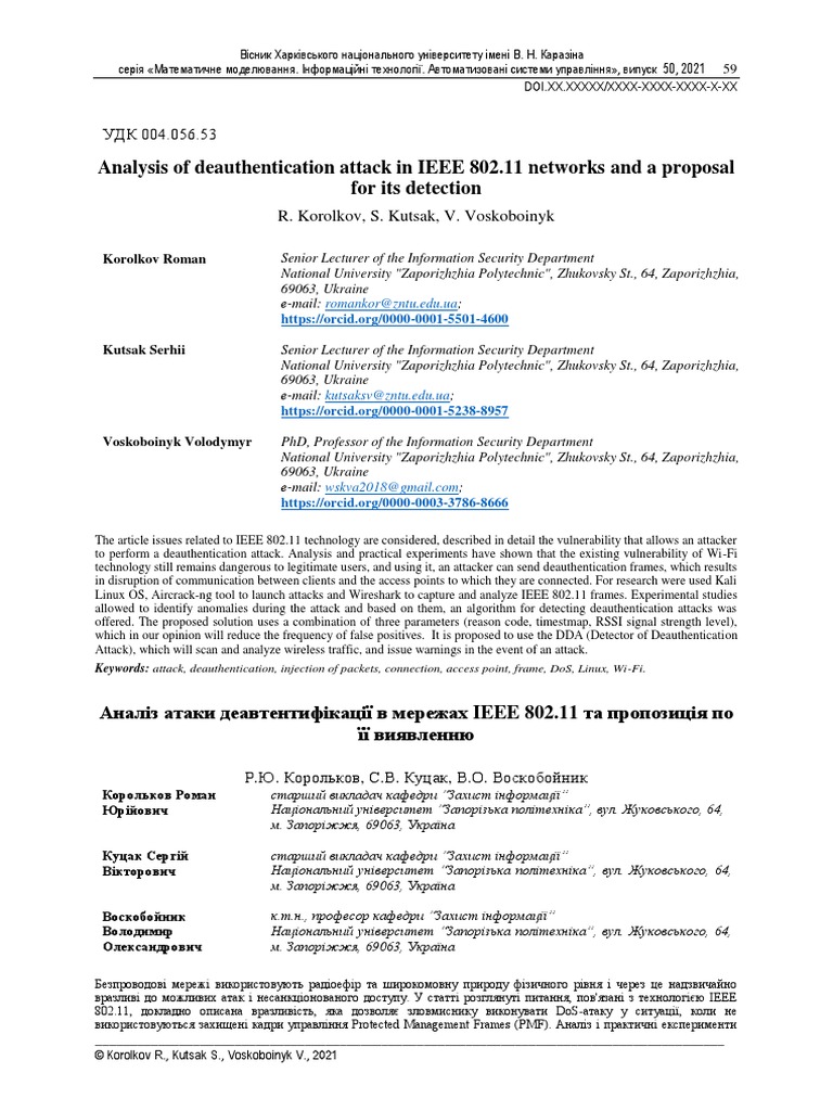 Analysis Of Deauthentication Attack In Ieee 802 11 Networks And A