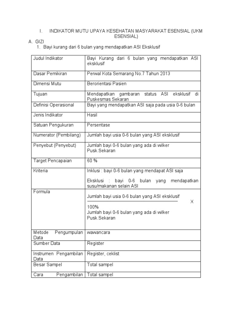 Indikator Mutu Ukm | PDF | Kesehatan Holistik