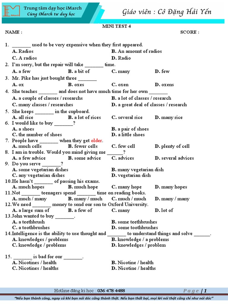 Mini Test 4 | PDF | Language Arts & Discipline