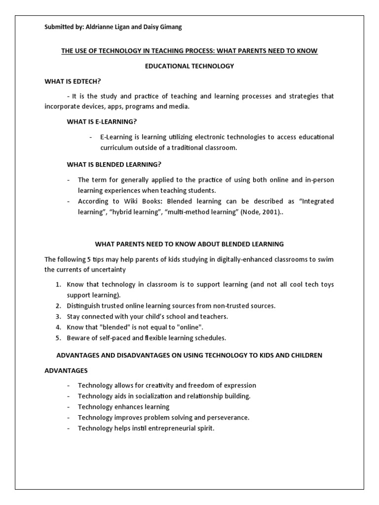 Ped105 TTL1 The Use of Technology in Teaching Process | PDF | Educational Technology | Cognition