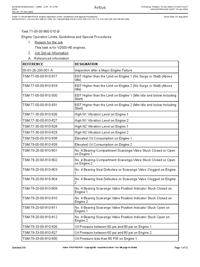 Engine Operation Limits V2500 | PDF | Aviation | Aircraft