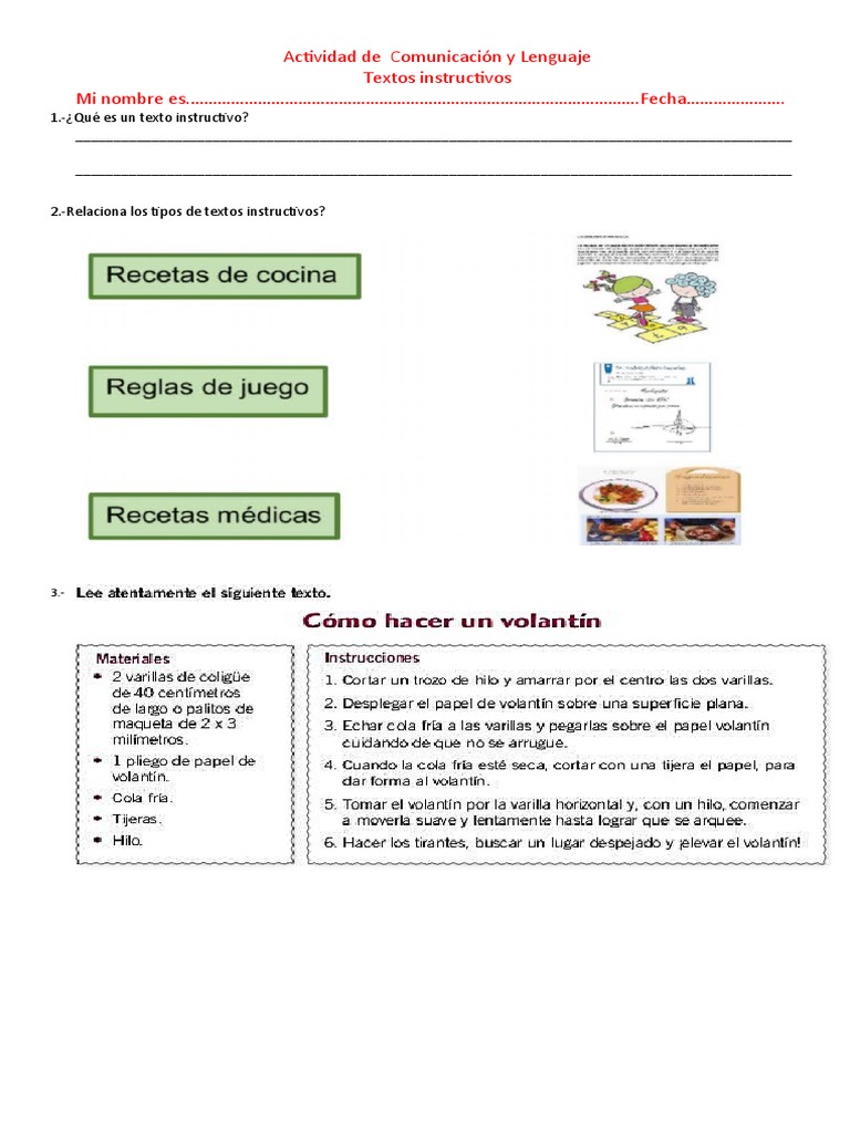 Actividad de Textos Instructivos | PDF