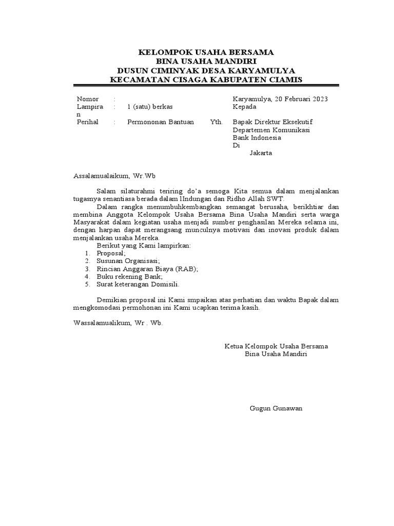 Proposal Bina Usaha Mandiri | PDF