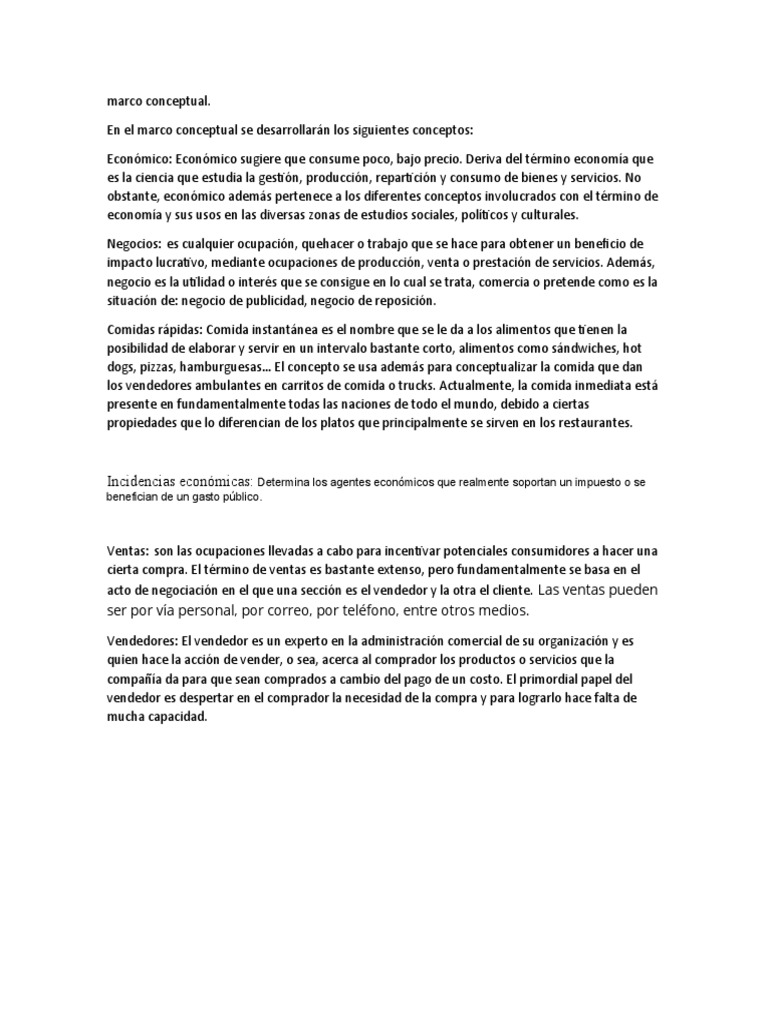 Marco Conceptual de Comidas Rápidas | PDF | Alimentos | Comida rápida