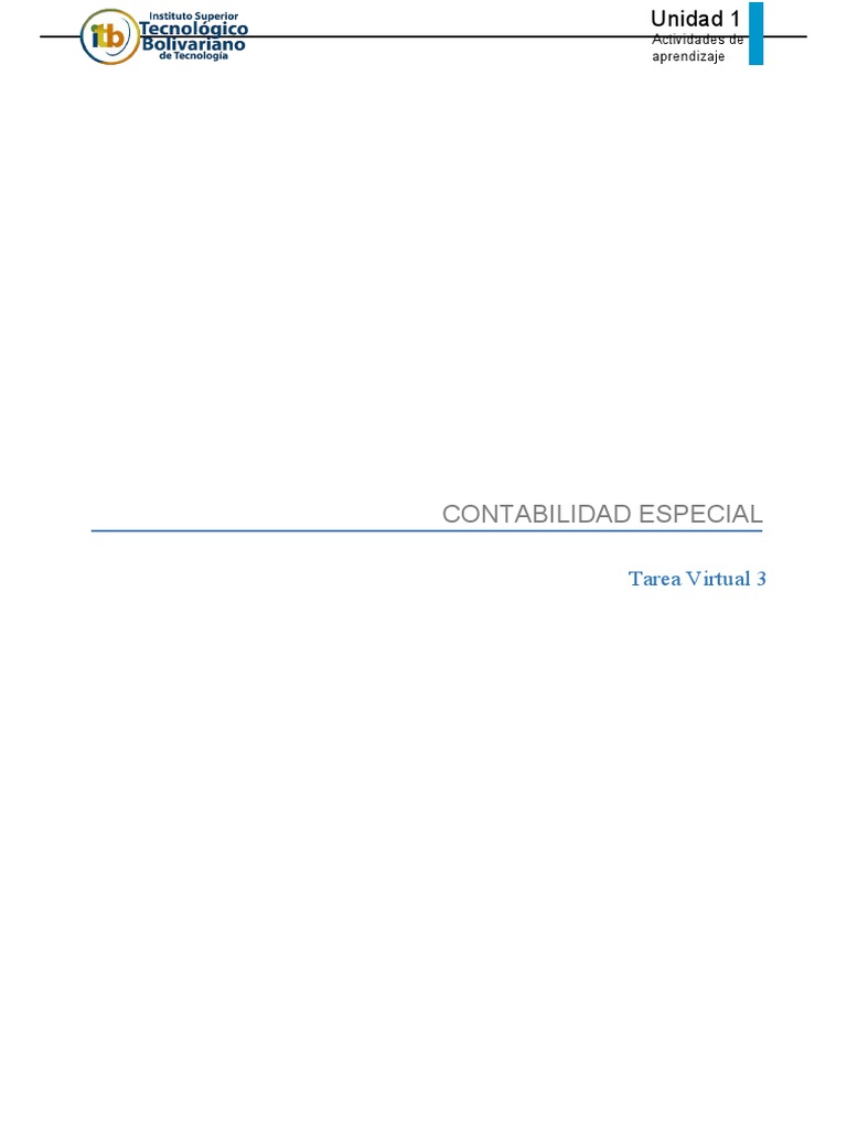 Tarea Virtual 3 Contabilidad Especial | PDF | Contabilidad | Negocios económicos