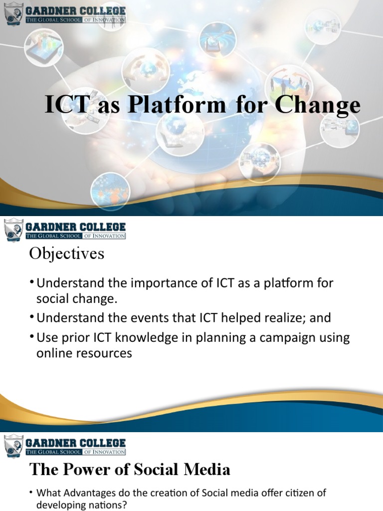 Lesson 12 - ICT For Platform of Change | PDF | Online And Offline | Privacy