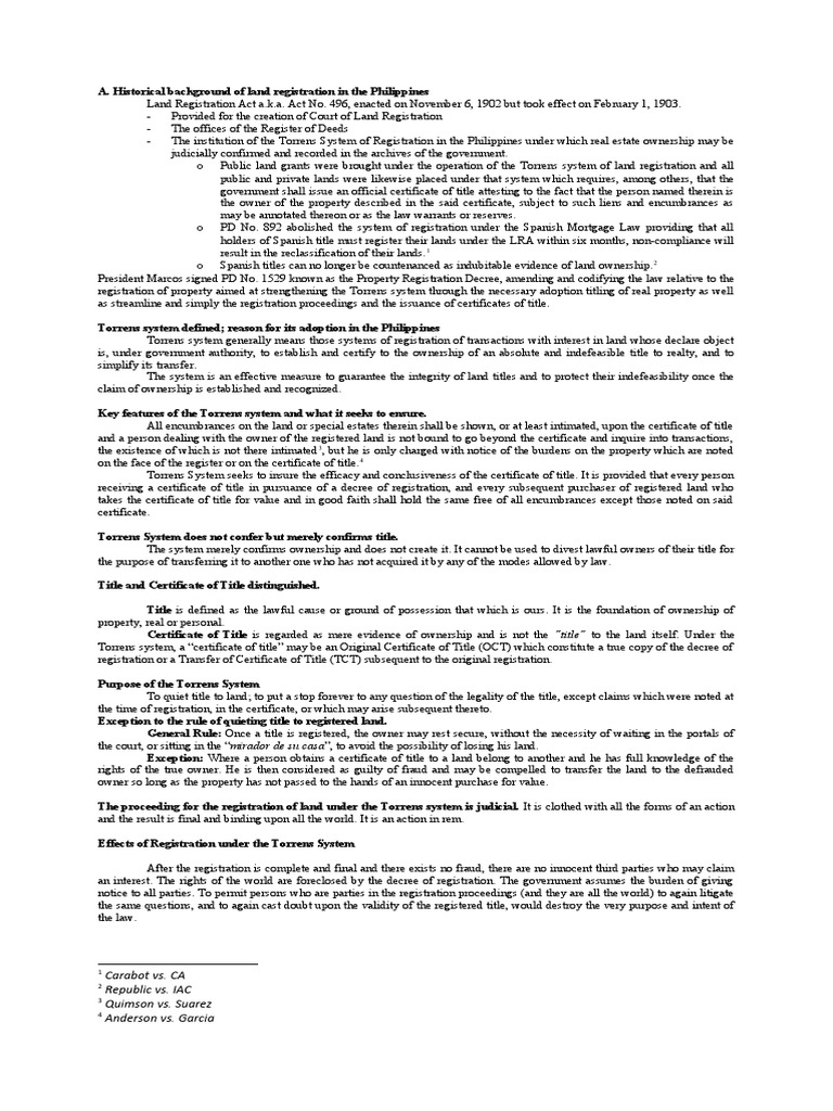 Overview of the Torrens System in the Philippines | PDF | Title ...