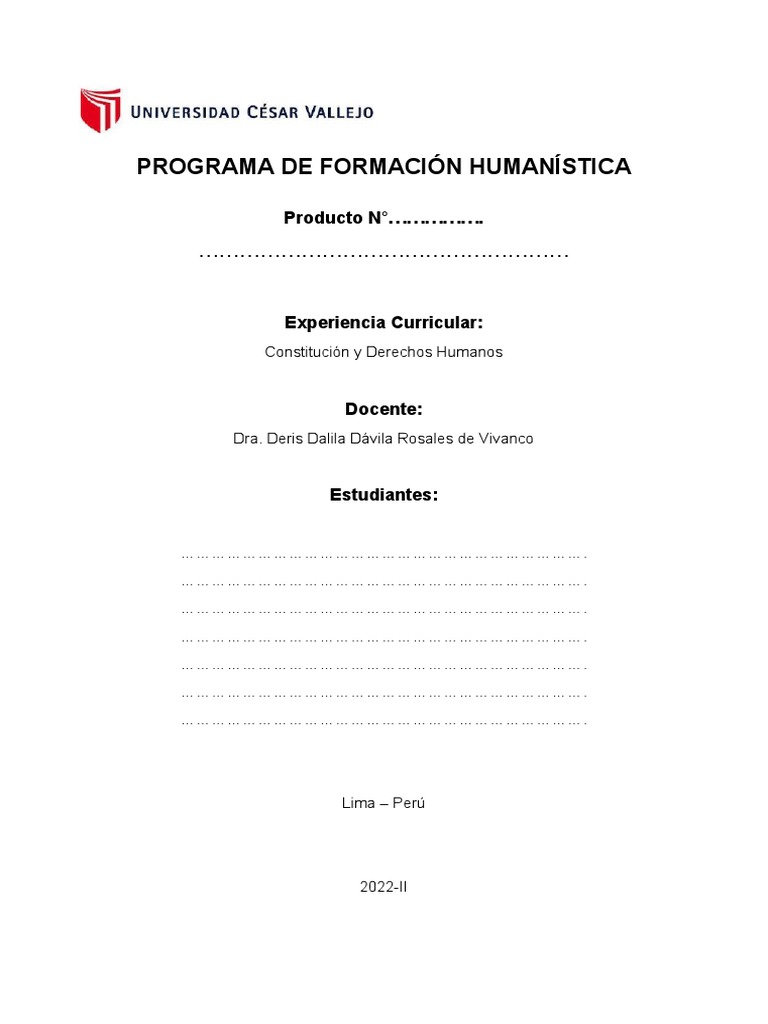 Modelo de Carátula General UCV-cddhh | PDF