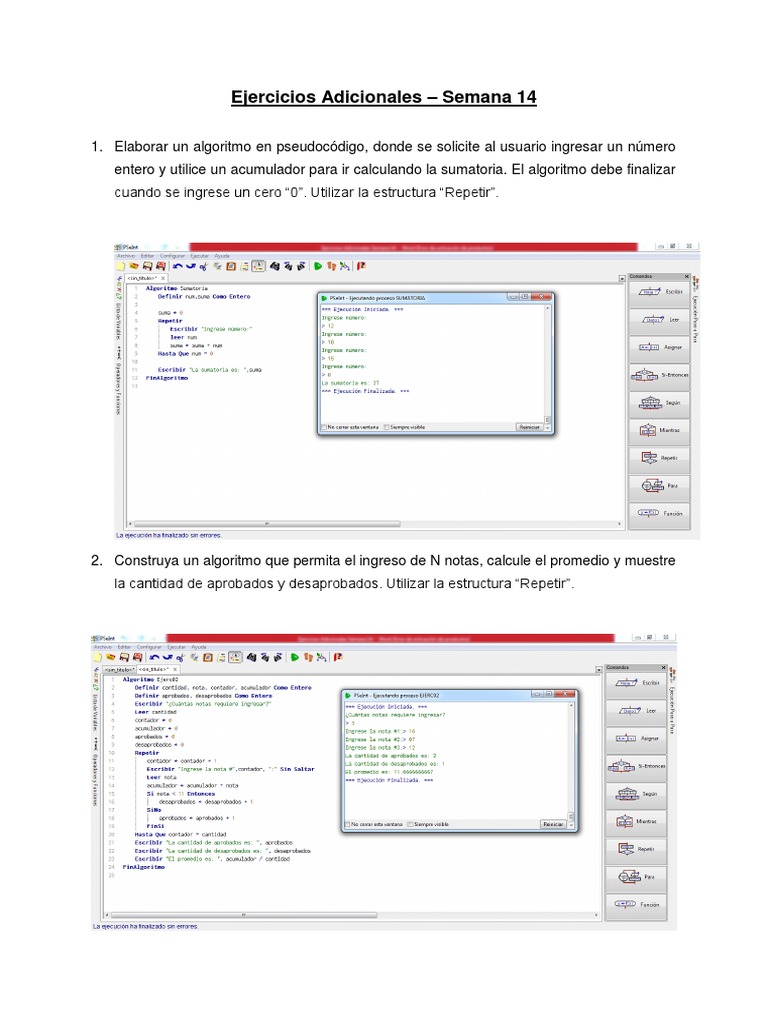 Ejercicios Adicionales Semana 14. | PDF