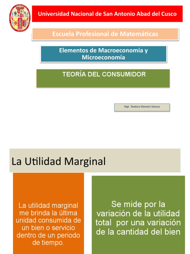Teoría del Consumidor y Utilidad Marginal | PDF | Utilidad marginal ...