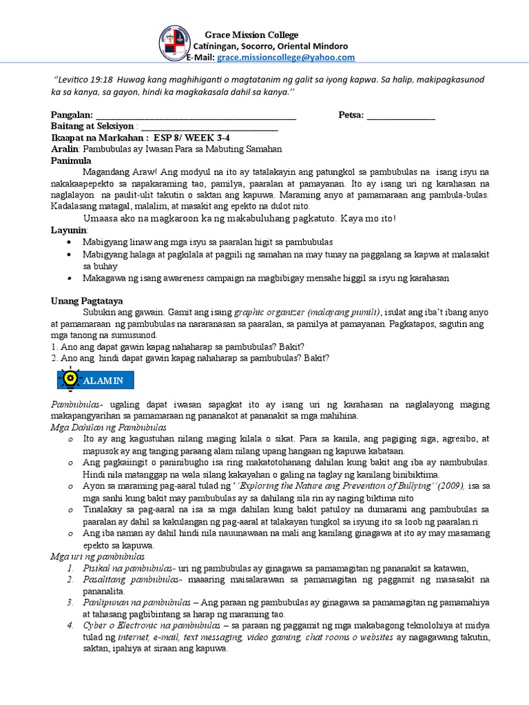 ESP 8 Activity - Sheet - 3-4 | PDF