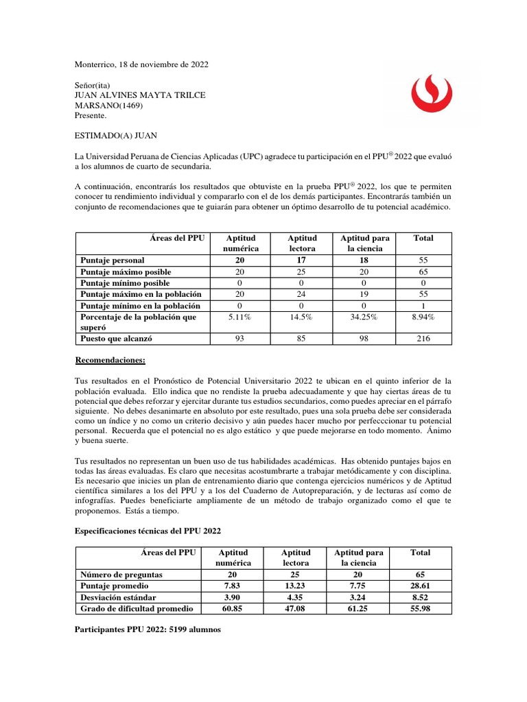 1469 Trilce Marsano Informes Ppu 2022-3 | PDF | Cognición | Ciencia cognitiva