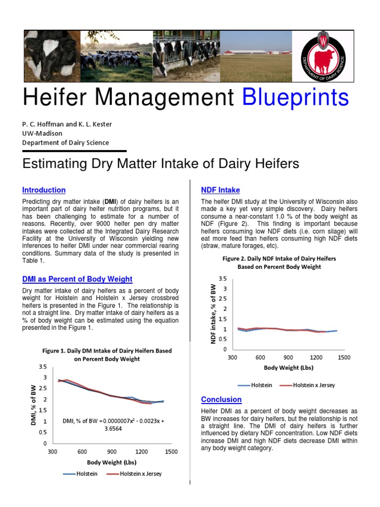 Estimating Dry Matter Intakeof Dairy Heifers | PDF | Cattle | Diet ...
