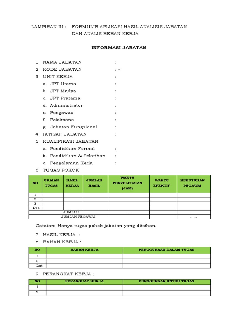 Lampiran 3 Formulir Anjab Dan ABK | PDF