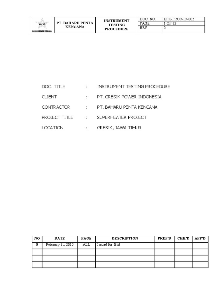 Instrument Testing Procedure Summary | PDF | Electrical Resistance And ...