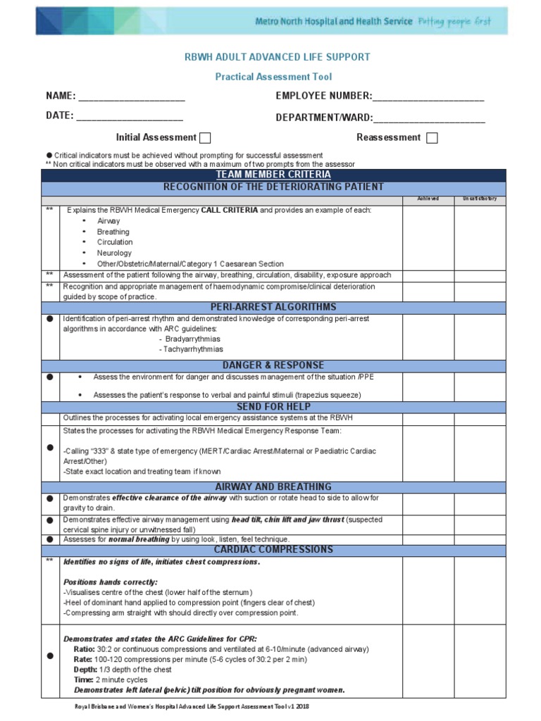 RBWH Adult Advanced Life Support Tool | PDF | Cardiopulmonary ...