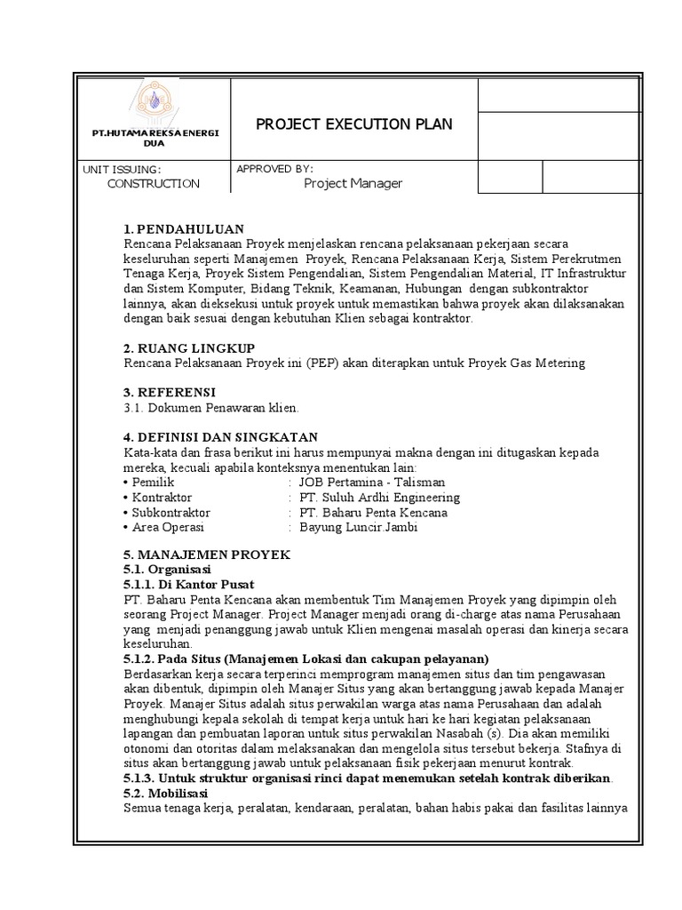 Project Execution Plan Blm Diedit Pdf